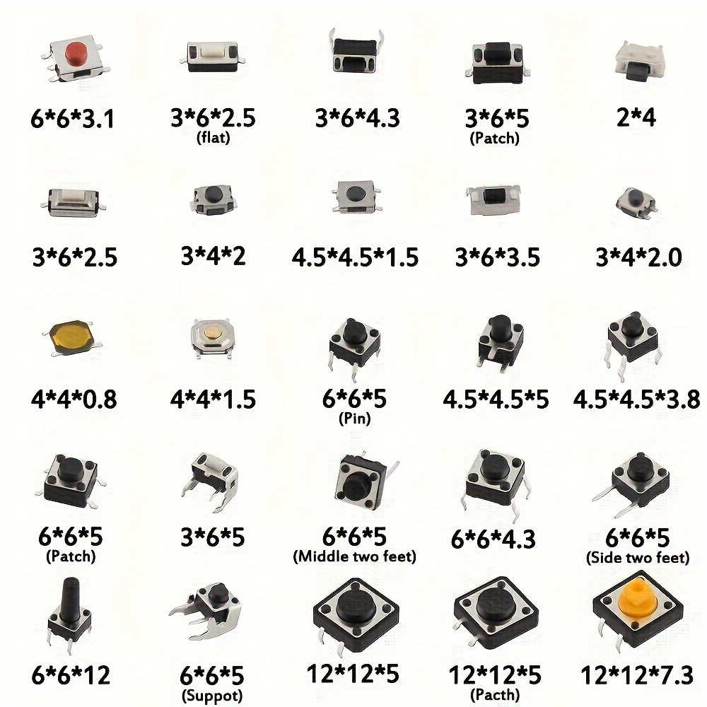 Micro Tact Push Button Switch Kit Assorted Sizes 2x4 3x6 4x4 - Temu