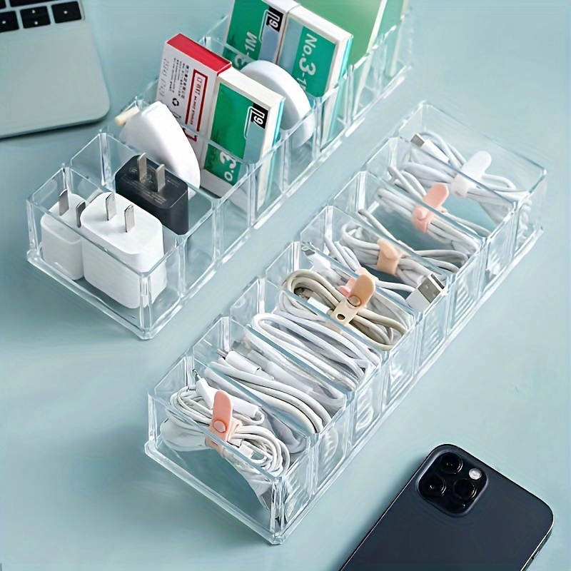 Desktop Cable Organizer Compartments Data Lines Phone - Temu Canada