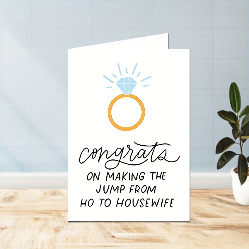 Funny Bride-to-be Engagement Card - 'from Ho To Housewife' Wedding ...