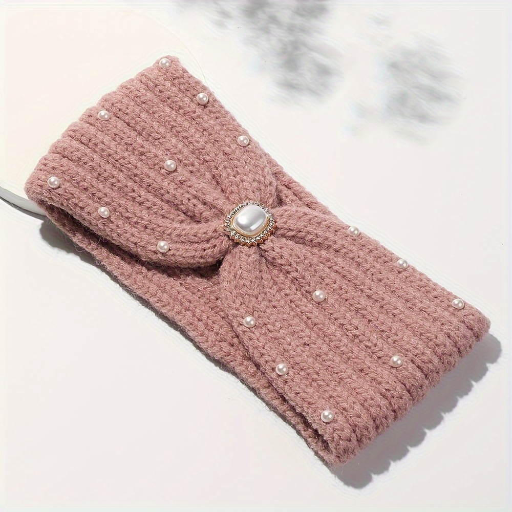 Faux Pearl Sparkling Rhinestone Decorative Knotted Head Band - Temu Canada