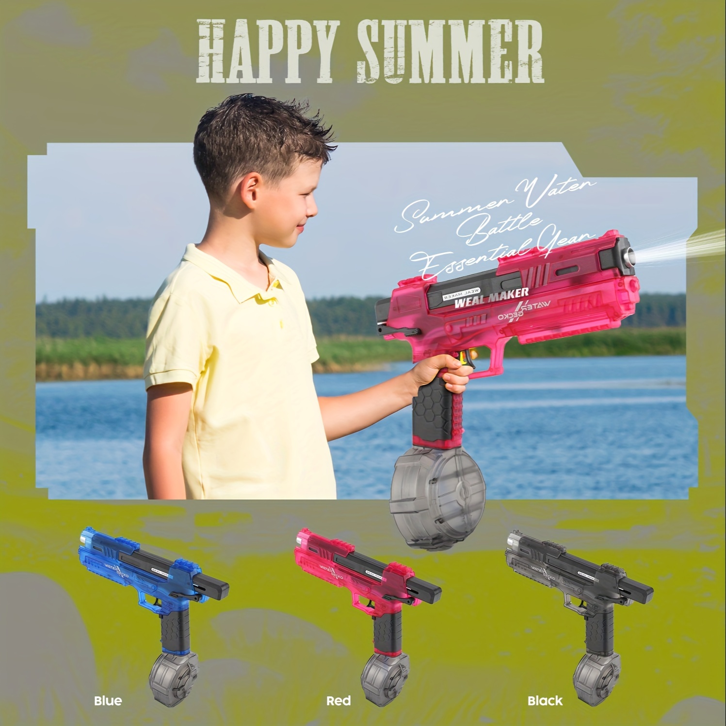 3pcs Electric Water Gun, With Drum, With Continuous Water Gun ...