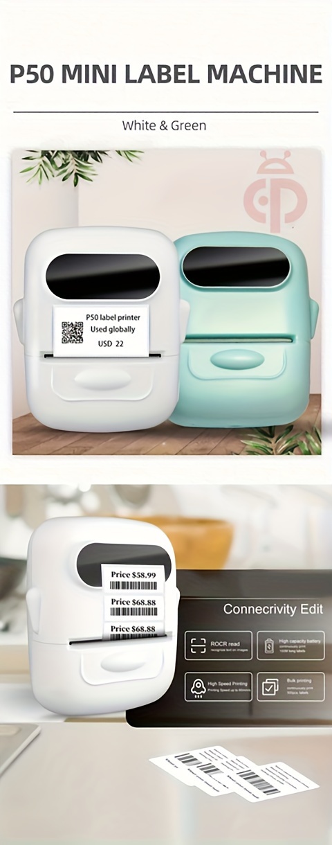 p50 printer commercial hand held small heat sensitive sticker tea date ...