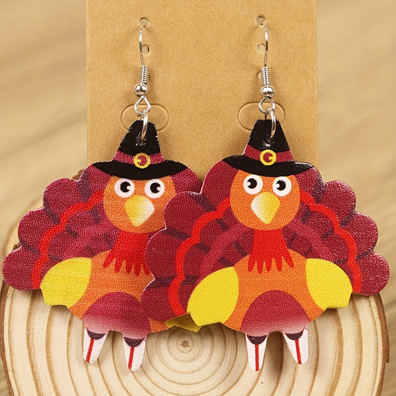 Cute Turkey Drop Dangle Earrings Women Thanksgiving Leather - Temu