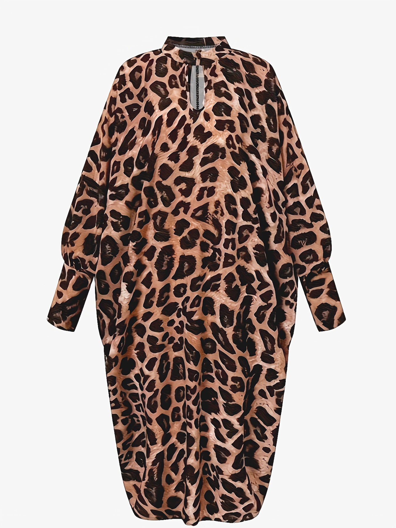 Plus Size Boho Kjole Kvinder Plus Leopard Print Batwing - Temu Denmark