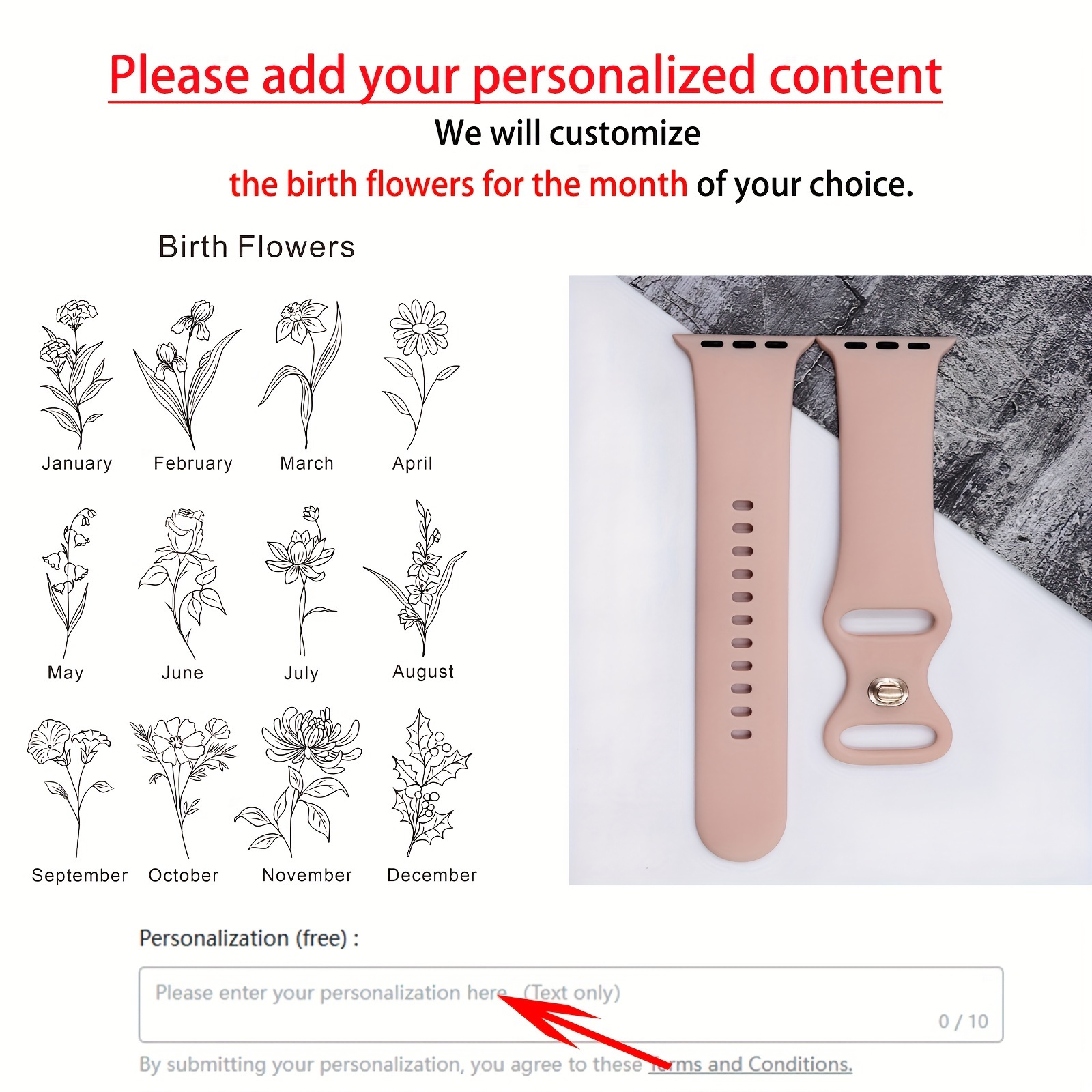 Customized Flower Silicone Strap Suitable Iwatch Series 9 8 - Temu ...