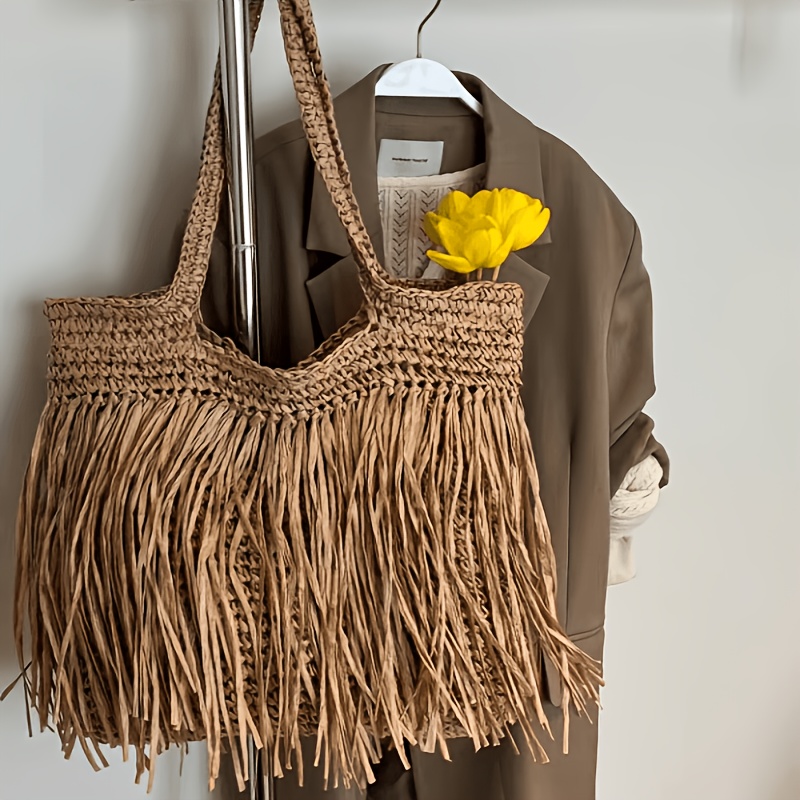 large straw beach bag sold on Temu United States