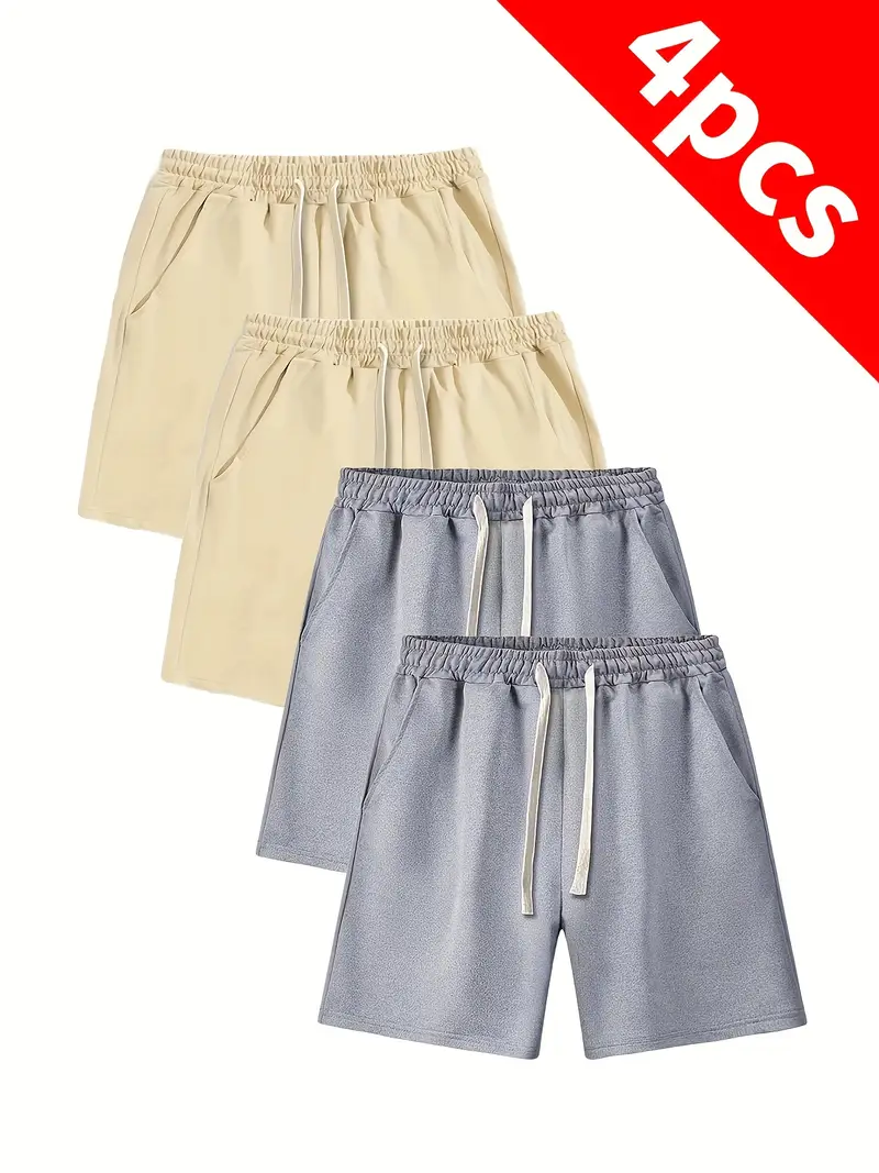 Mens Casual Solid Match Drawstring Shorts Pockets Summer Temu New