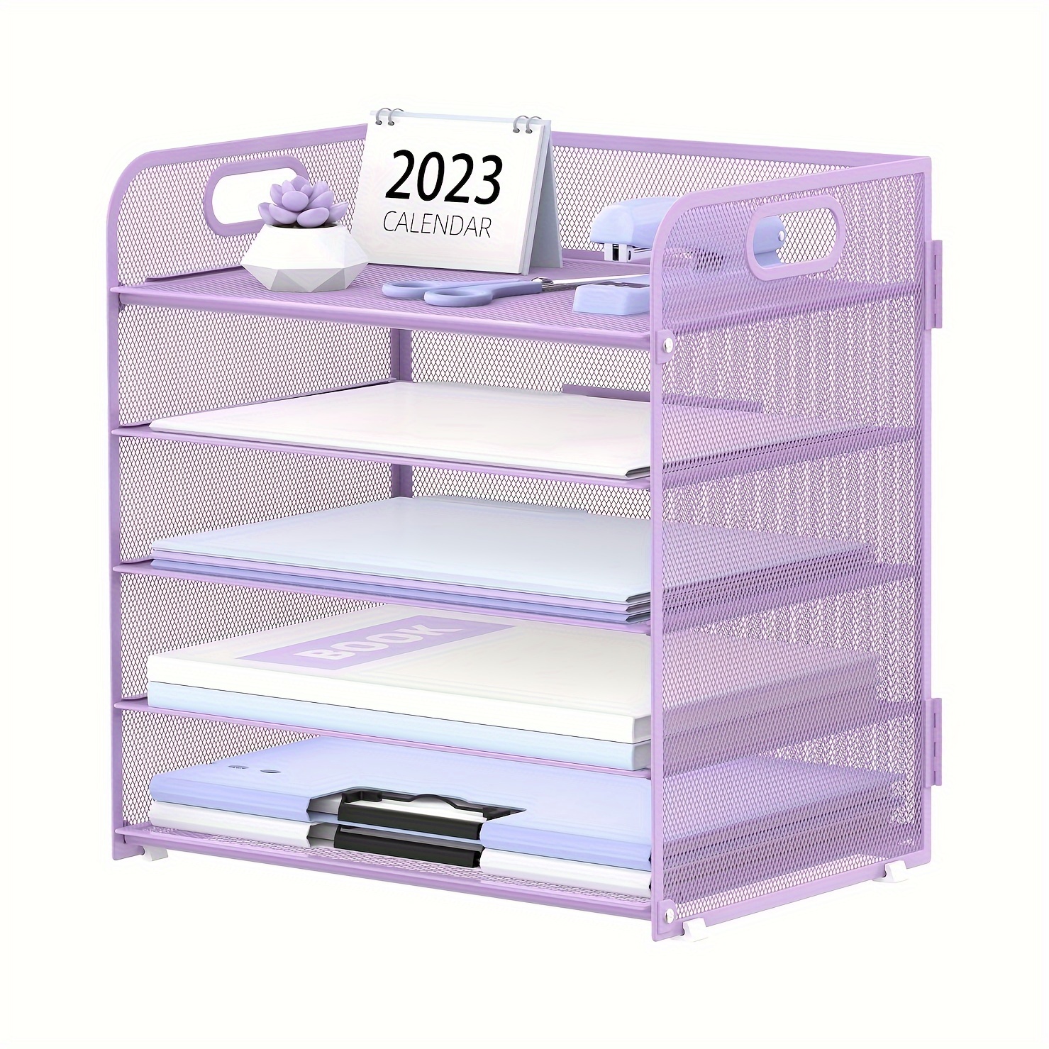 5-tier Desk Storage Box With Handle, Grid Paper/file Organizer, Office ...