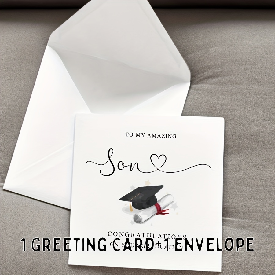 Graduation Greeting Card Son Cap Diploma Design Includes - Temu