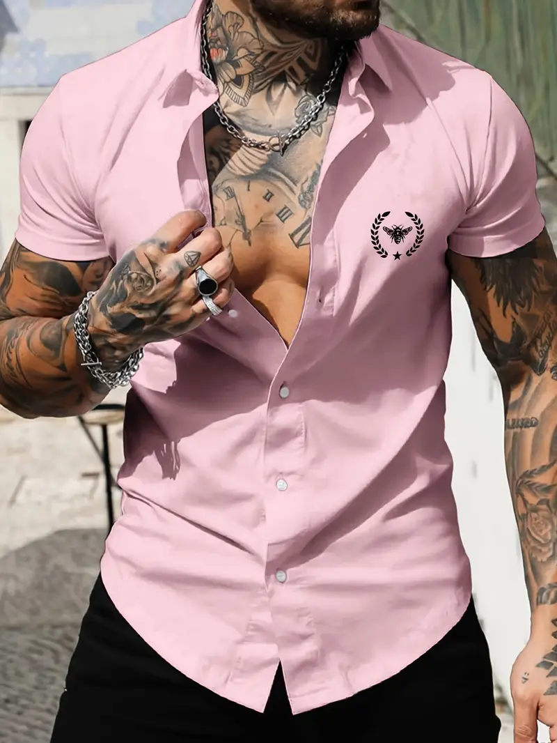 Flies Print Mens Lapel Short Sleeve Simple Trendy T Shirt Temu Australia