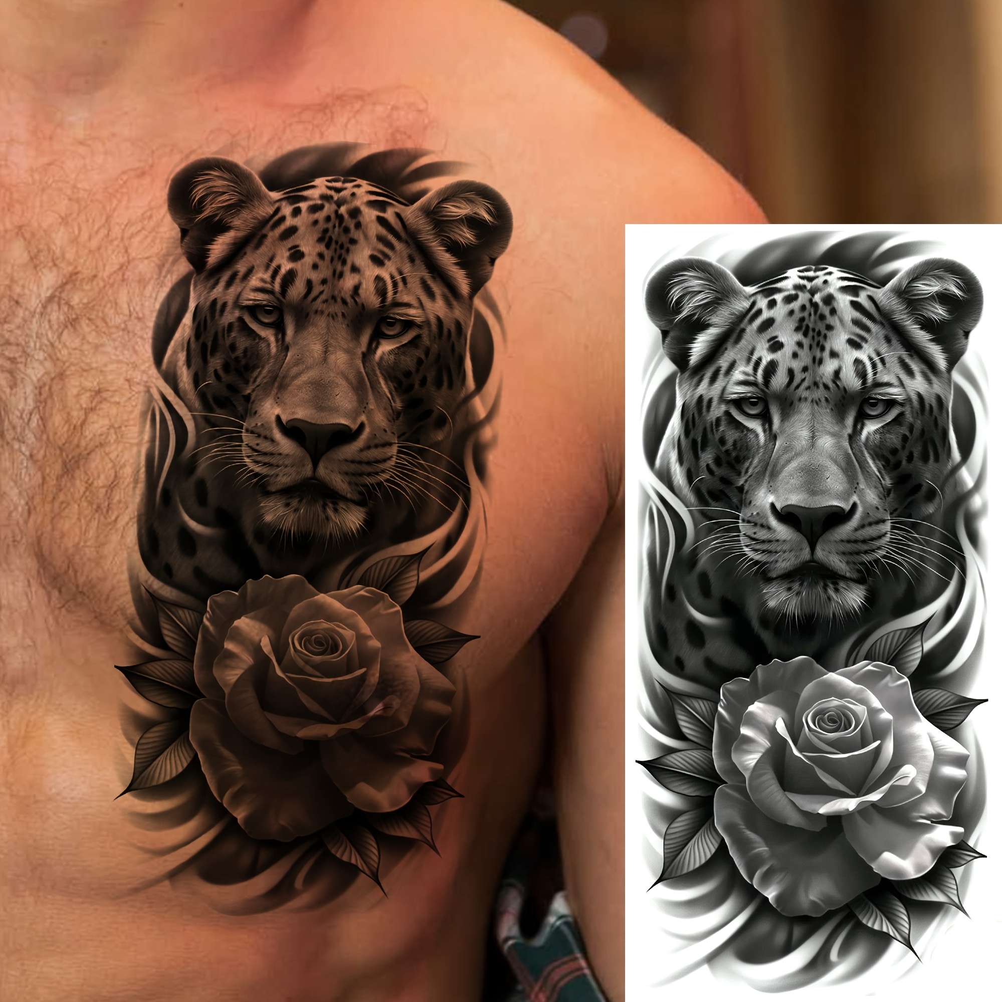 Leopardenmuster Tattoos Auf Dem Rücken Männer Mit Tattoo Am Nacken