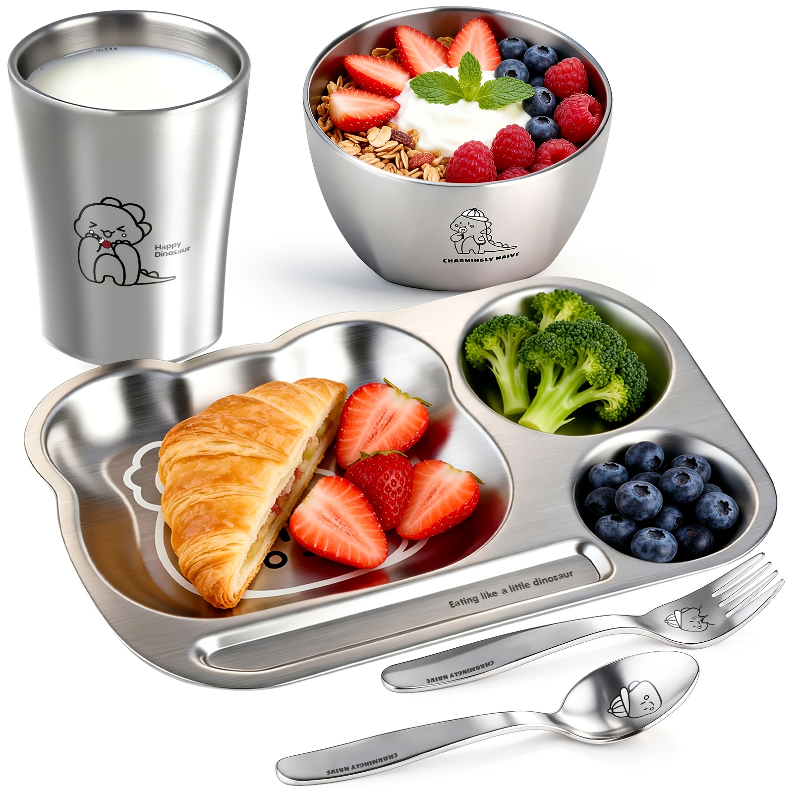 stainless steel baby plate sold on Temu United States