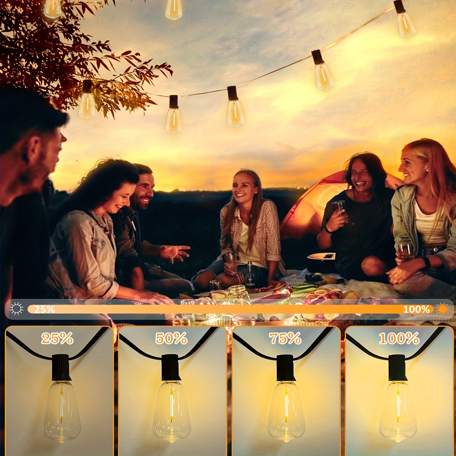 Us Plug Outdoor Led String Lights St38 Shatterproof Bulb - Temu