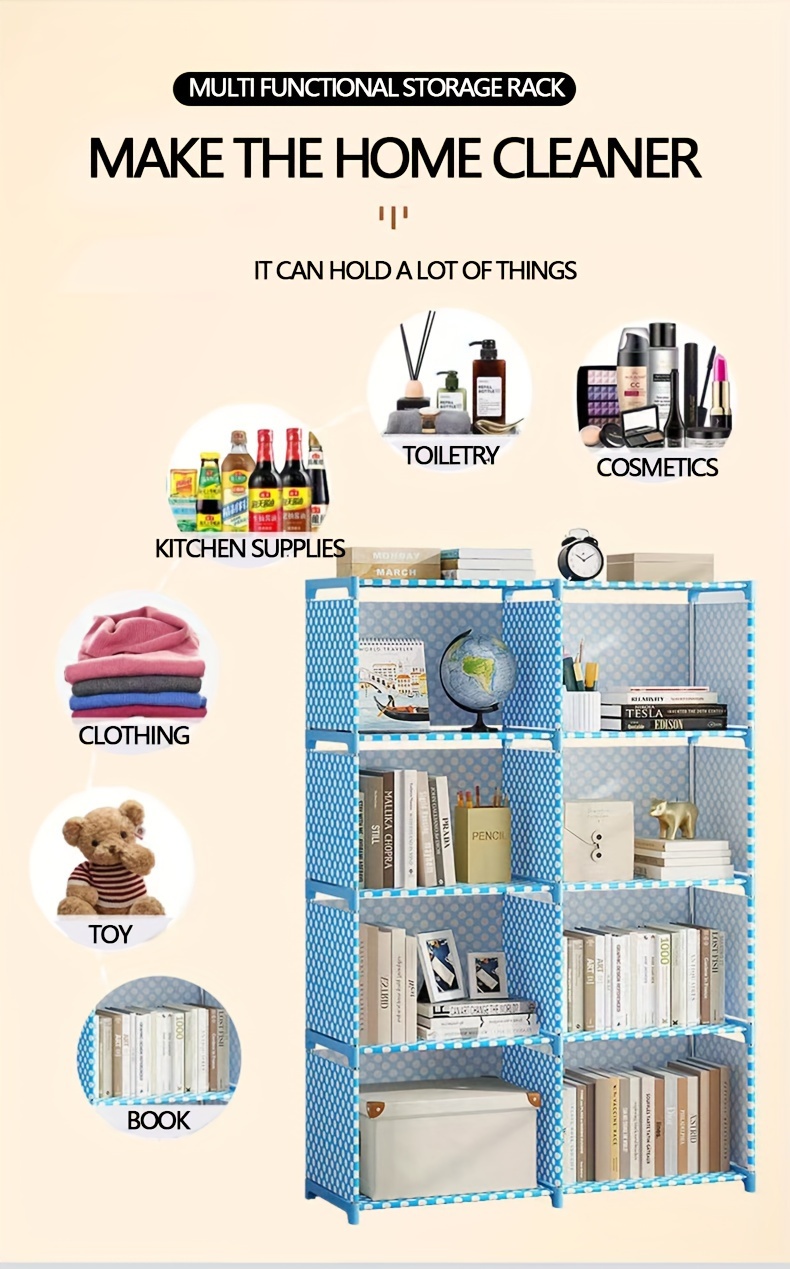 1pc Metal Plastic 10 Cube Storage Organizer Silver Gray - Temu