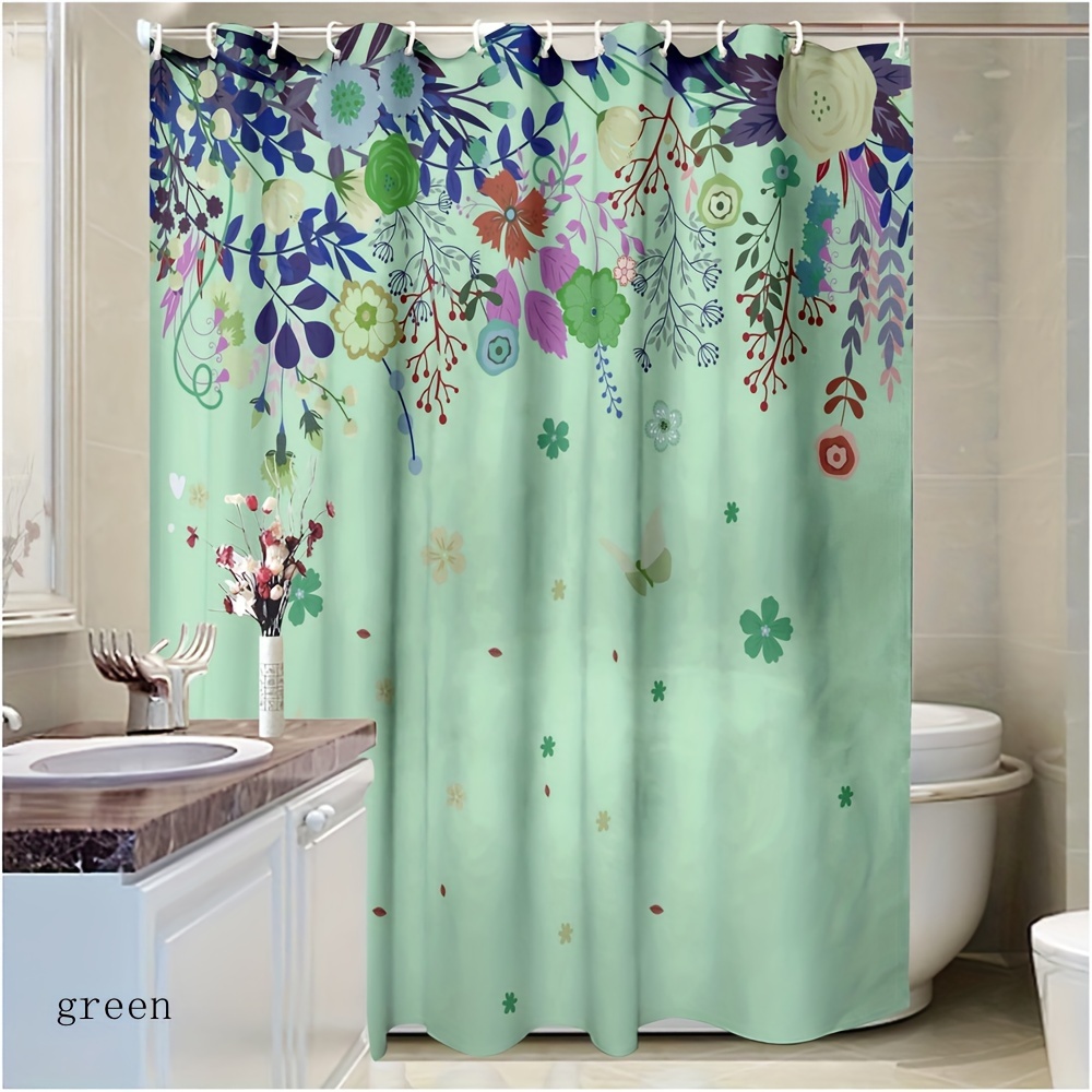 1pc Floral Marble Pattern Shower Curtain Waterproof Shower - Temu ...
