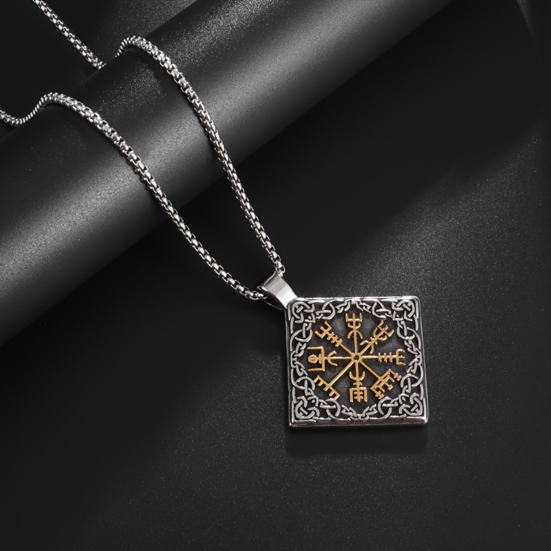 Fashion Vintage Creative Totem Compass Square Pendant - Temu United Kingdom
