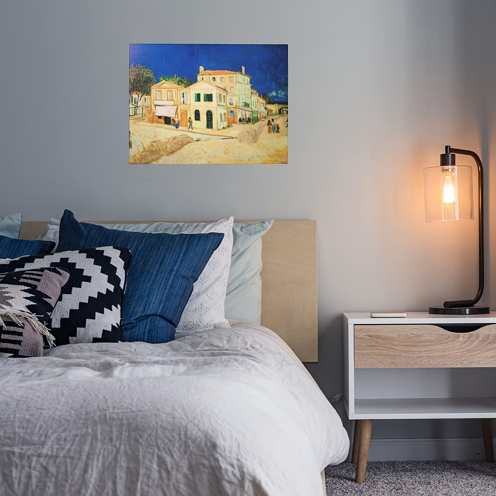 1 יחידה פוסטר בית צהוב עם אמנות פורטרט אימפרסיוניסטית קישוט - Temu Israel