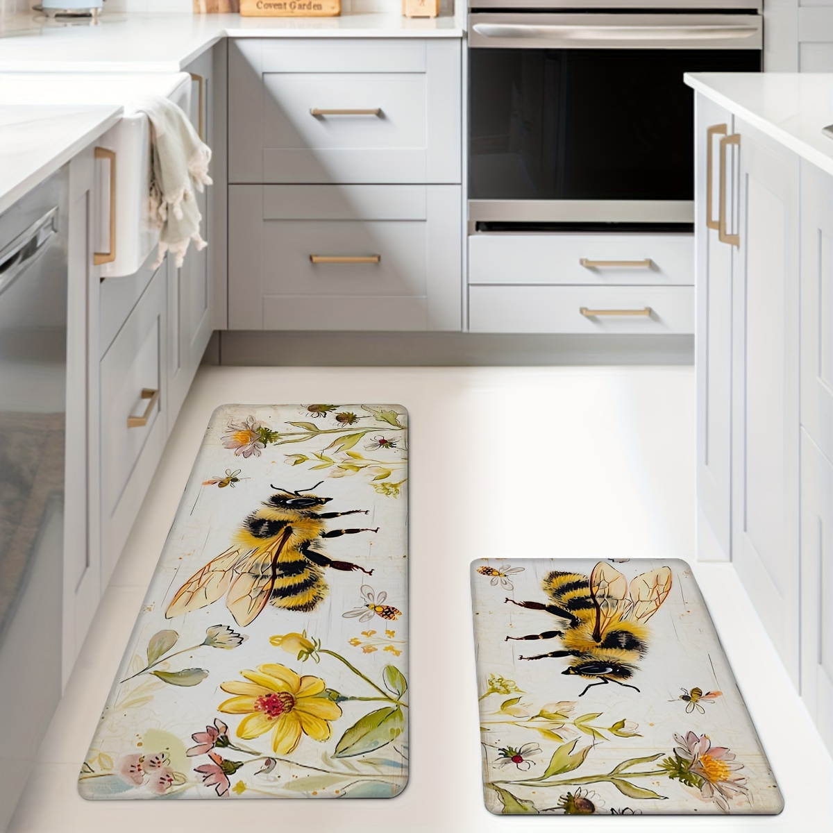 Bee Pattern Kitchen Mats Non slip Durable Bathroom Pads - Temu Australia
