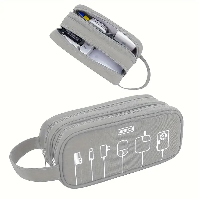 방수 여행용 전자기기 정리함 충전기 케이블 마우스 이어버드 및 Usb 드라이브용 휴대용 이중층 보관 케이스 Temu