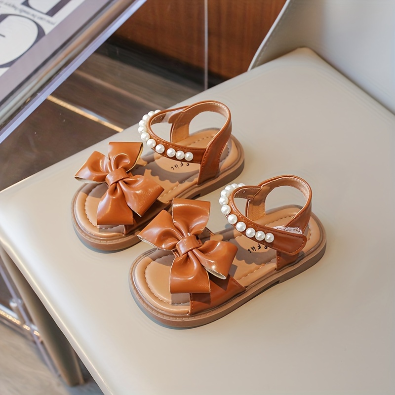 Trendy Cute Bowknot Pearl Decor Open Toe Sandals Girls - Temu United Kingdom