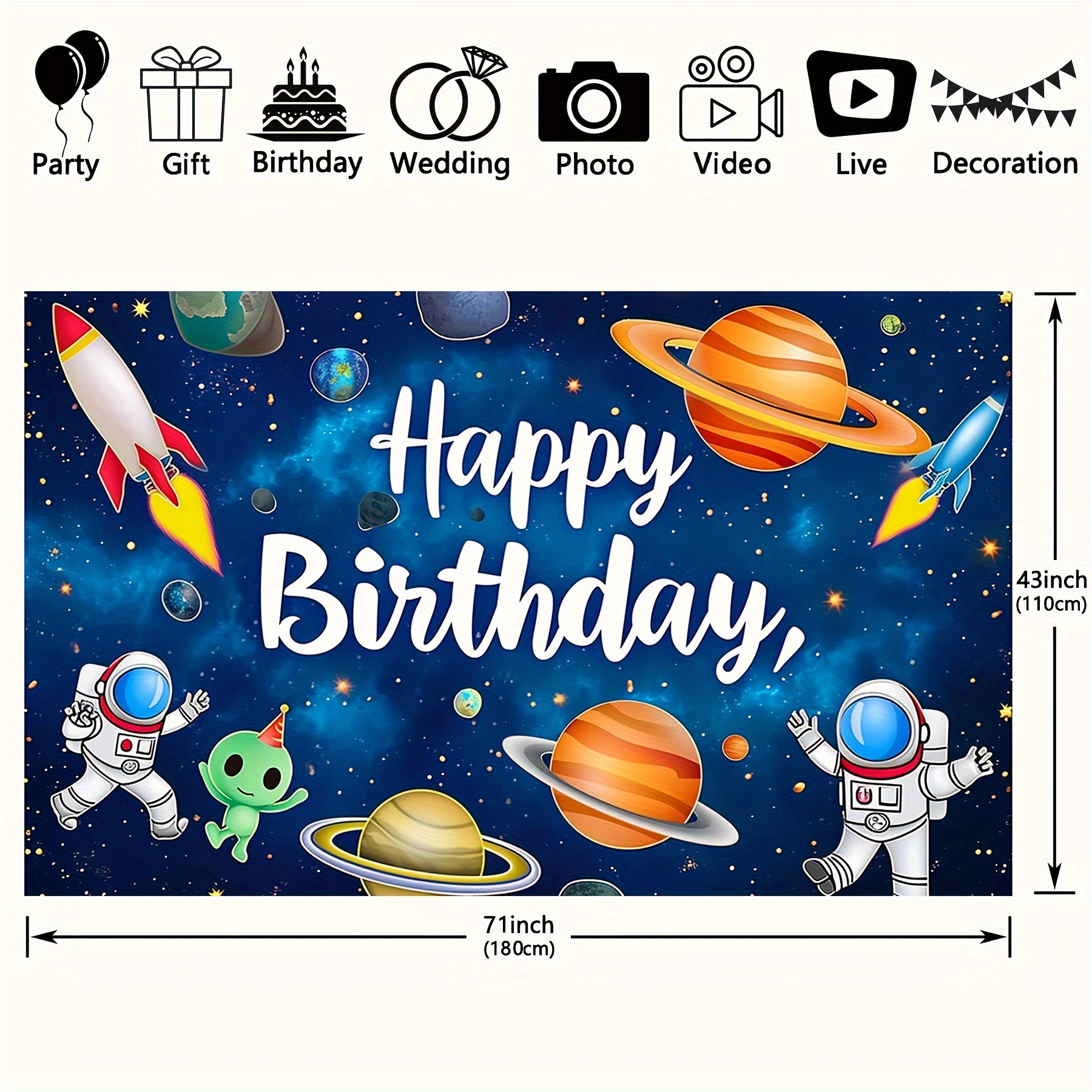Outer Space Happy Birthday Photography Background Unique - Temu Australia
