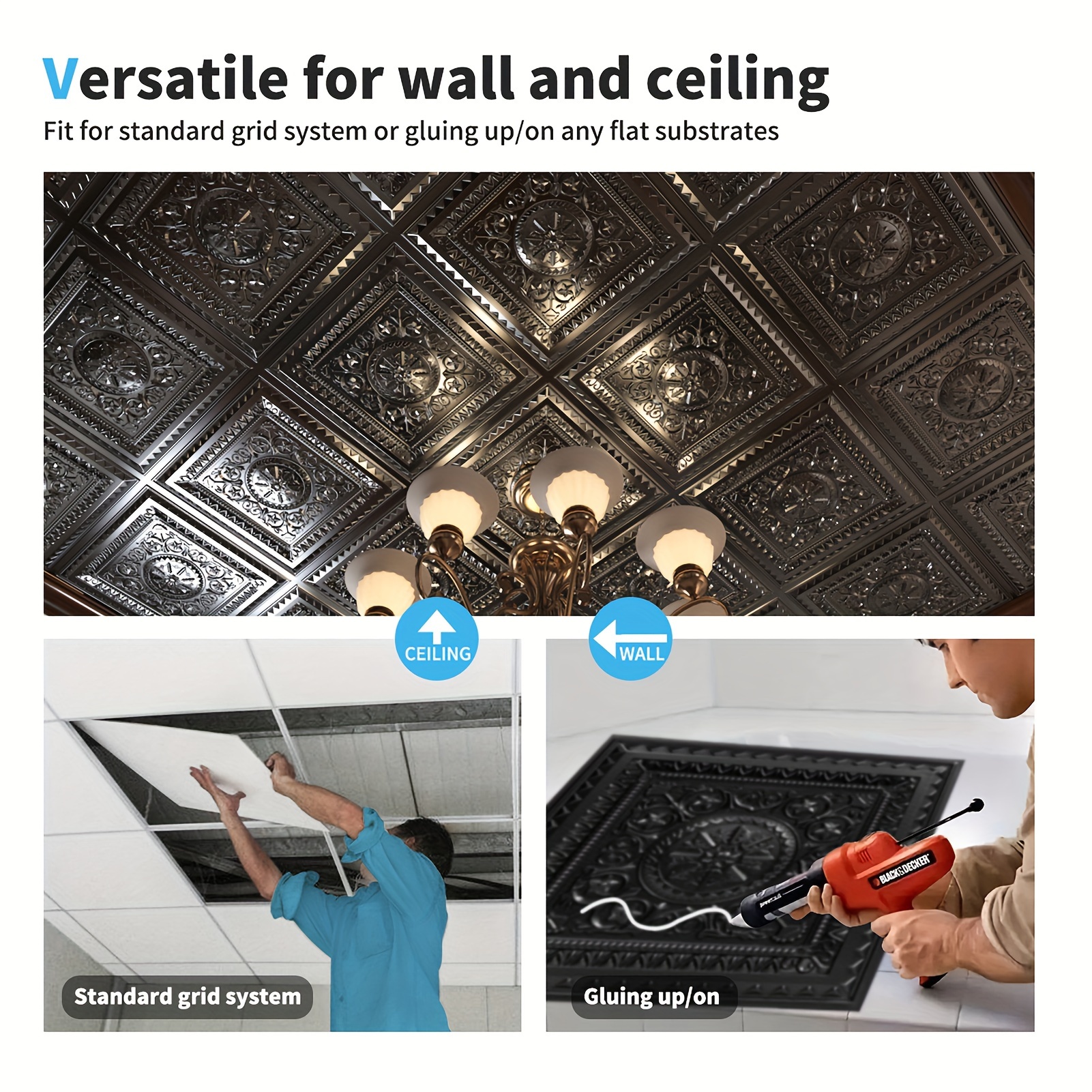 Antique Copper Drop Ceiling Tiles Glue Ceiling Tiles Temu