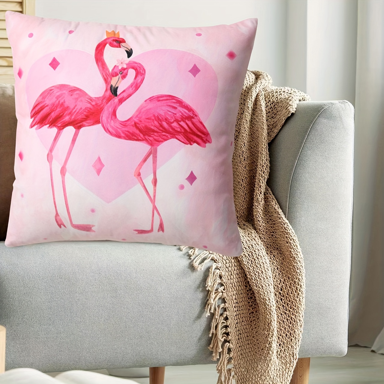Flamingo Print Throw Pillowcase Home Decor Room Decor - Temu United ...