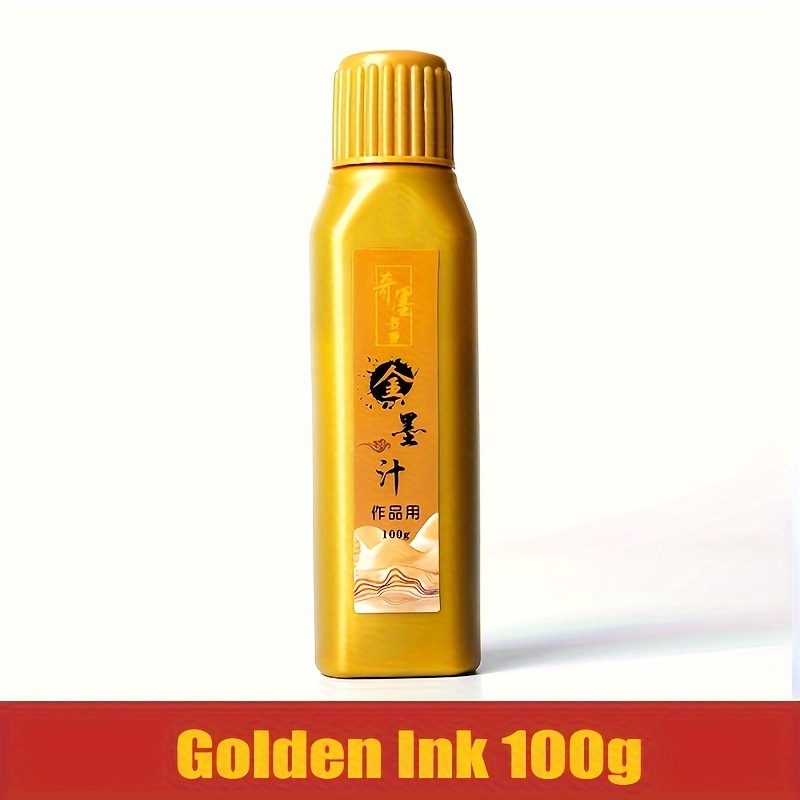 Golden Ink Chinese/japanese Brush Calligraphy Painting - Temu