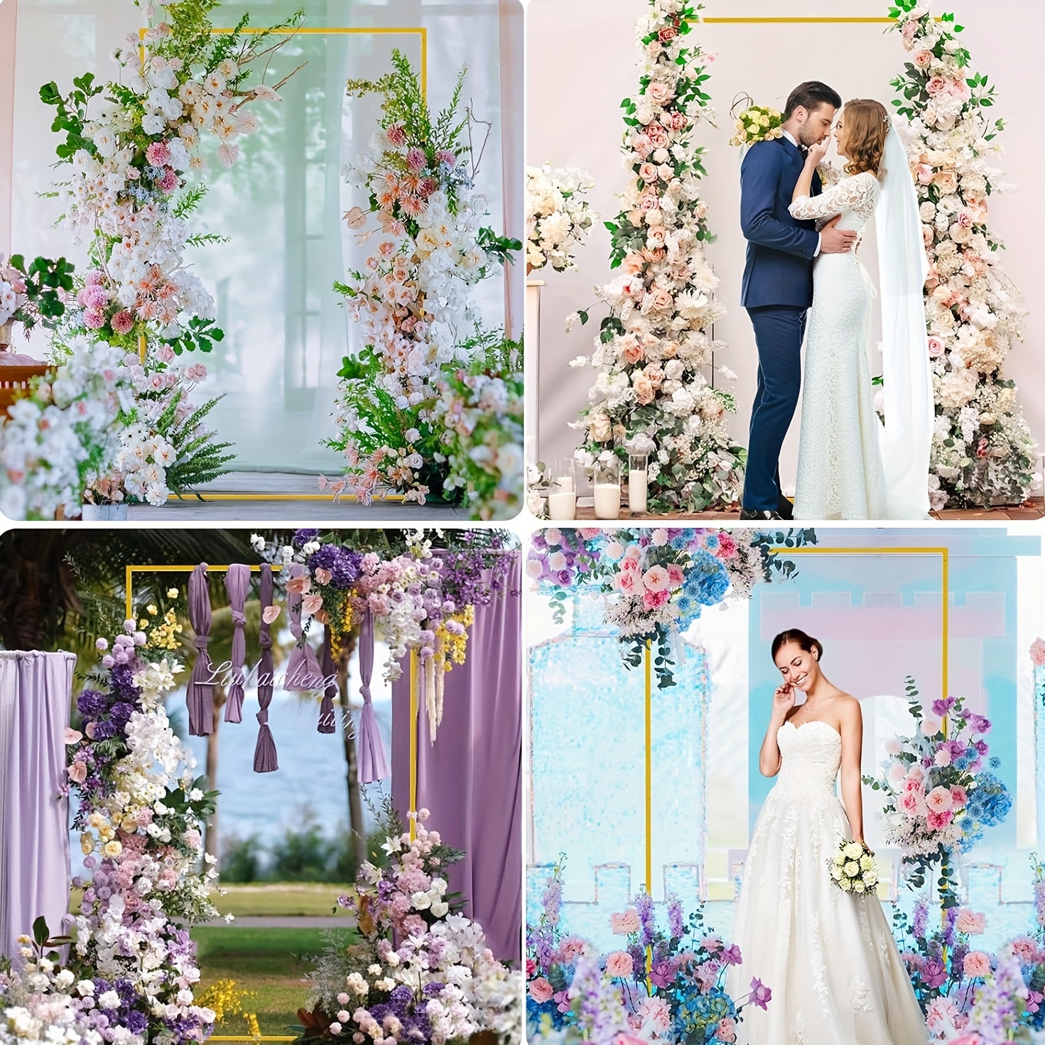 Golden Metal Wedding Arch Frame 6ftx4ft Uncharged Iron Backdrop Stand ...