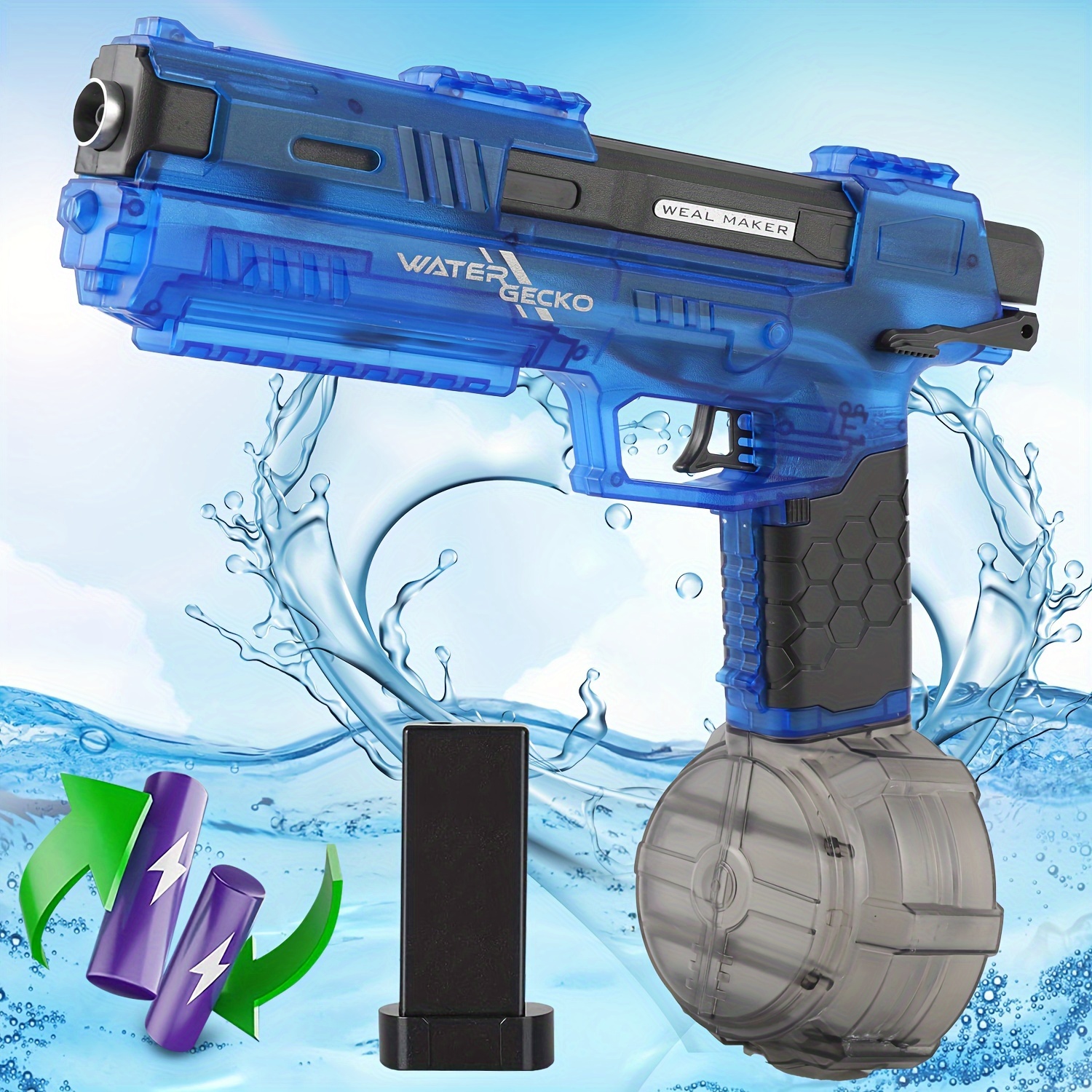 electric water gun drum continuous water gun transparent - Temu