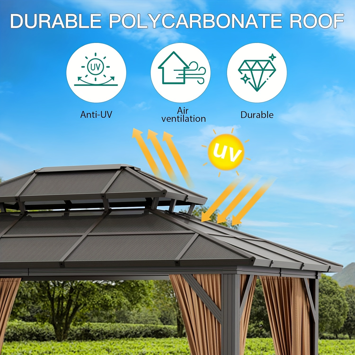 Gazebo Double Roof Canopy Netting Curtains Outdoor - Temu