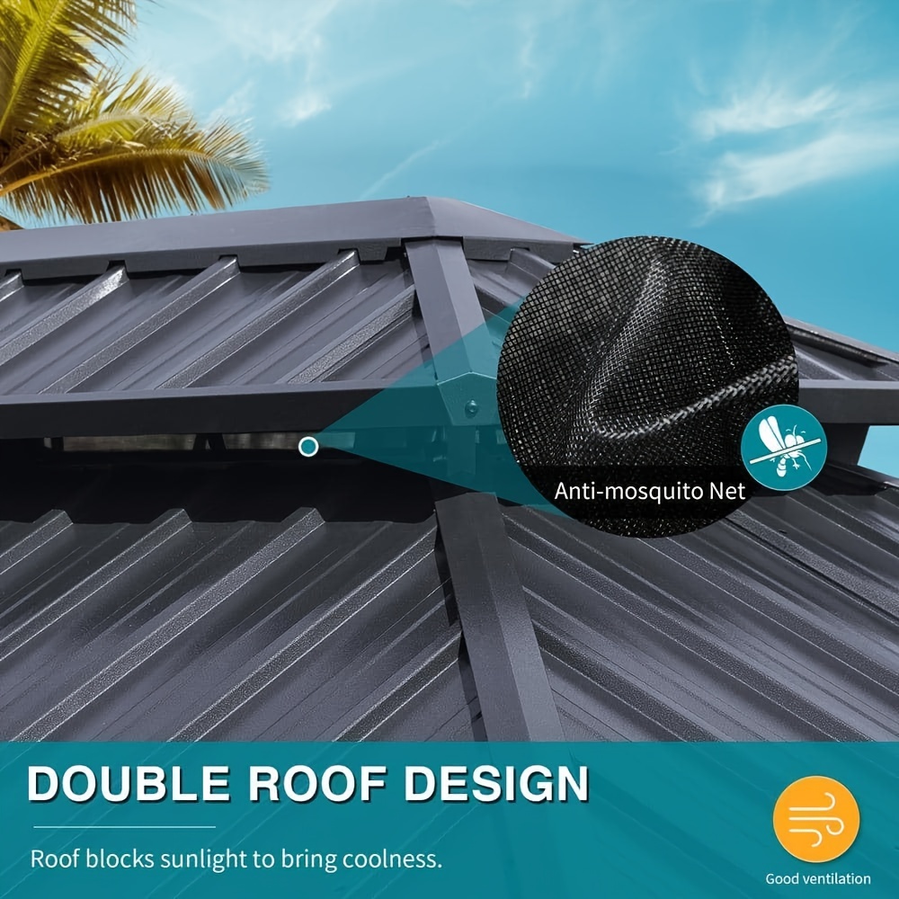 Gazebo 10' X 12' Galvanized Steel Double Roof - Temu