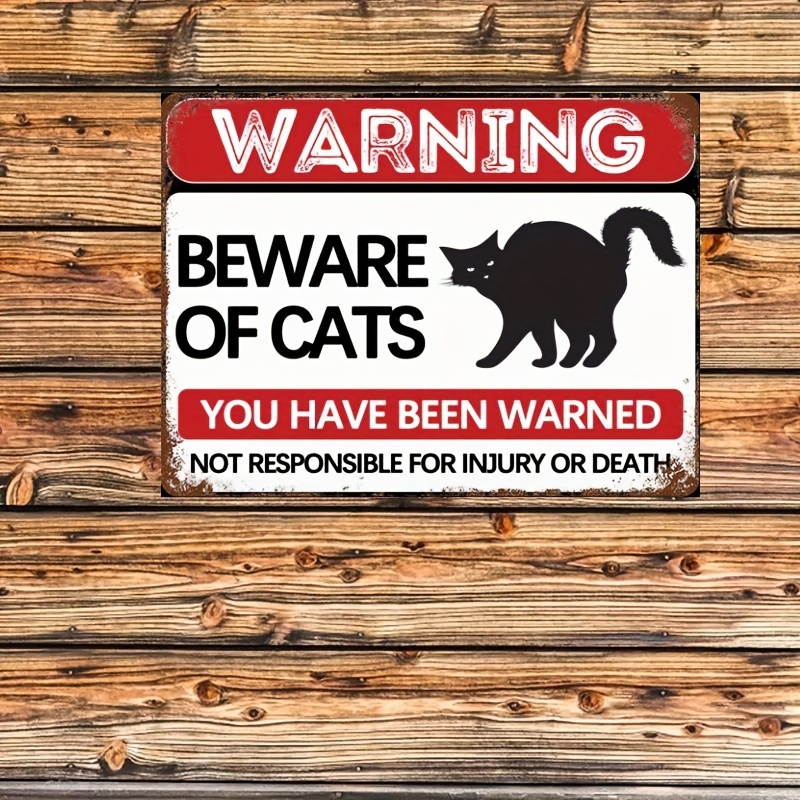 Beware Cats Metal Warning Sign Durable Iron Wall Art Plaque - Temu New ...