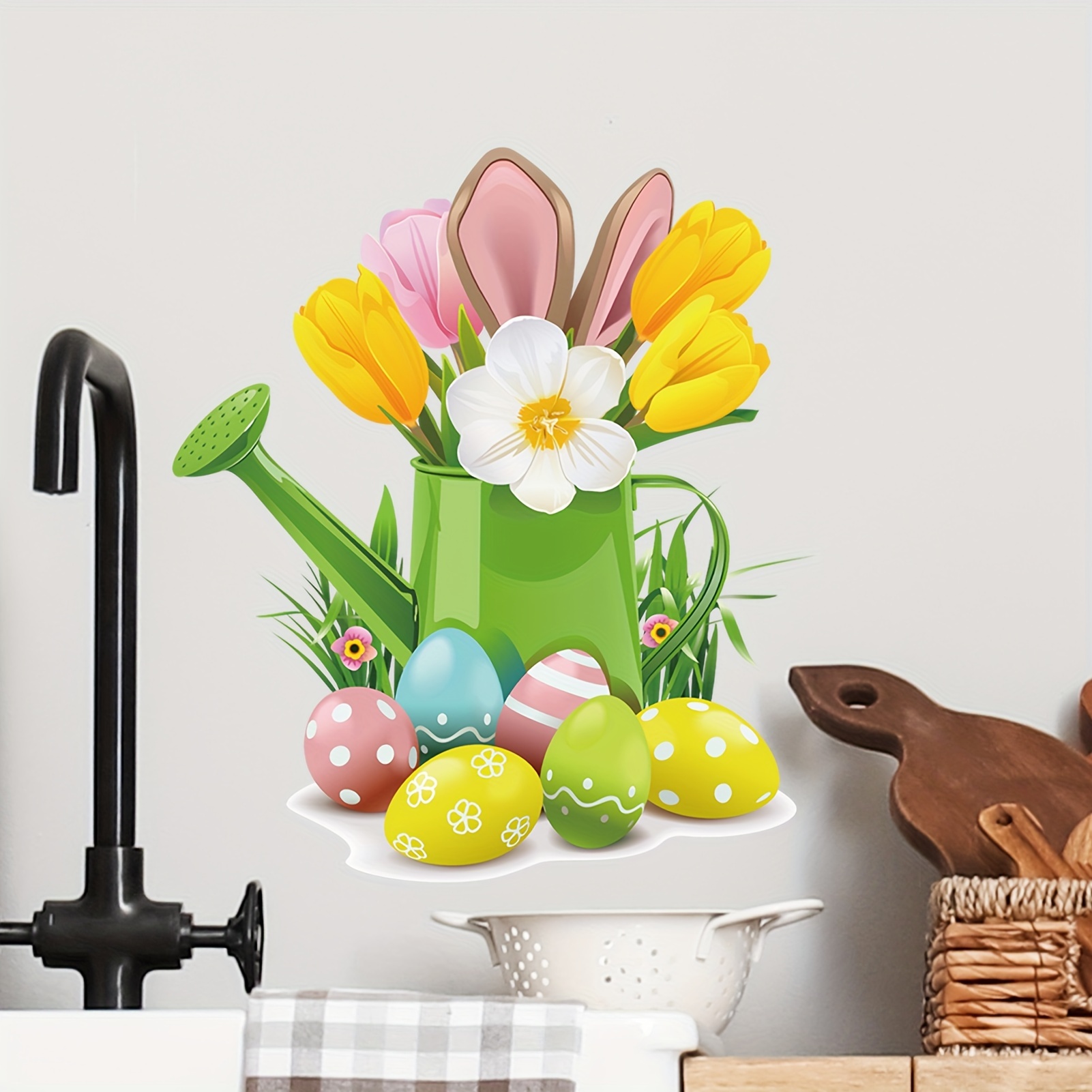 creative cartoon vinyl wall sticker rabbits ears water - {region_name}