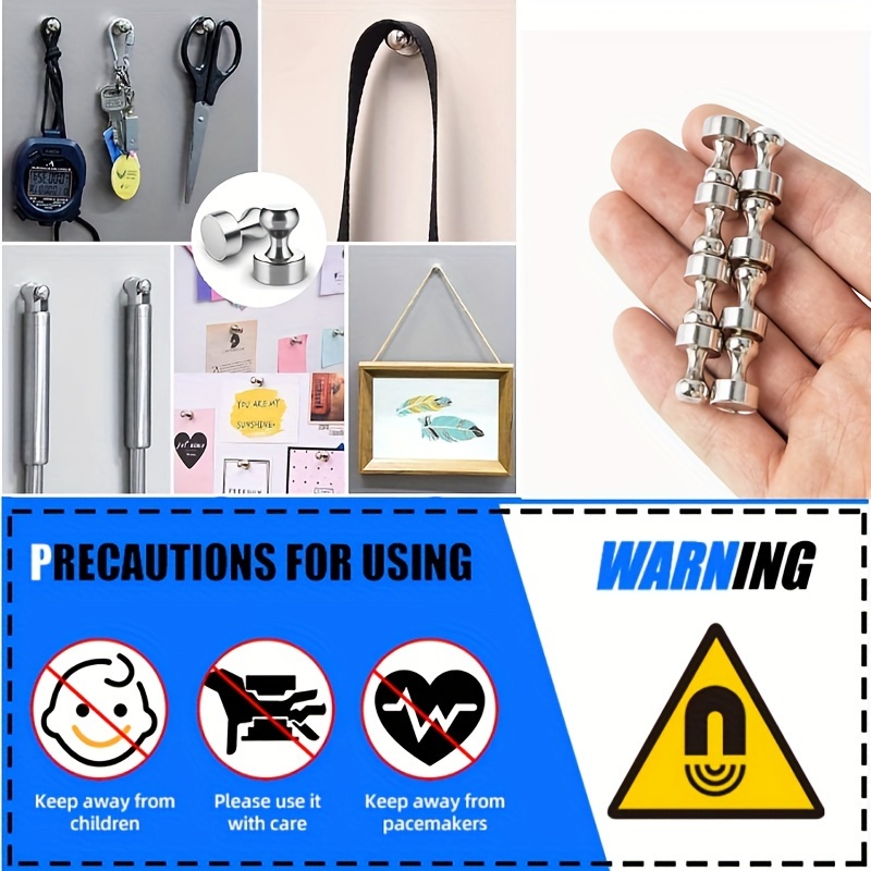 30 Pack Of Metal Magnetic Push Pins: Whiteboard Magnets, Fridge Magnets ...