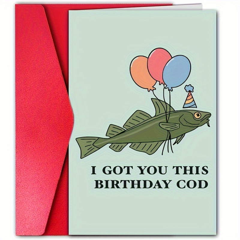 funny cod pun birthday greeting card multipurpose - Temu