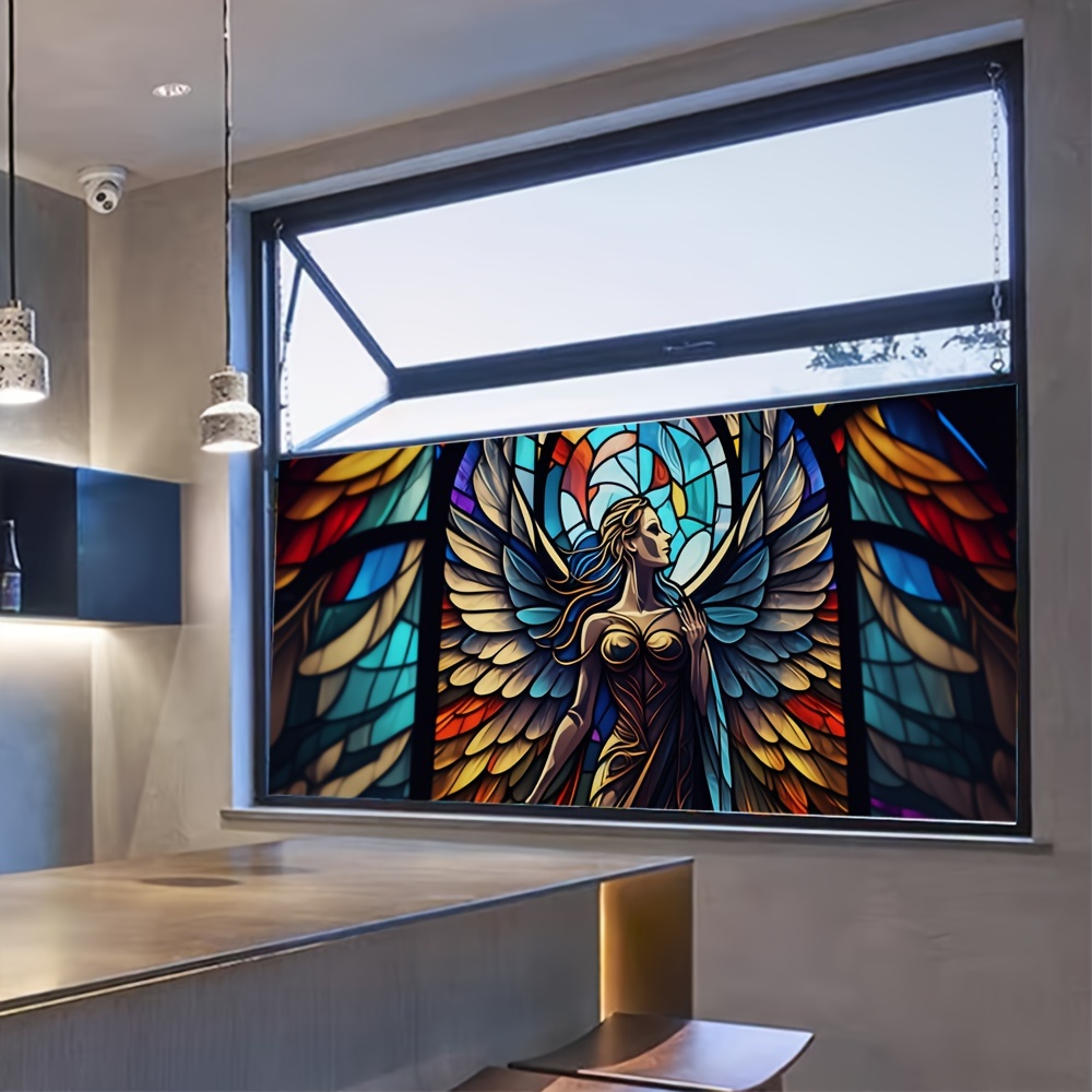 stained glass window film winged girl static cling - Temu Australia