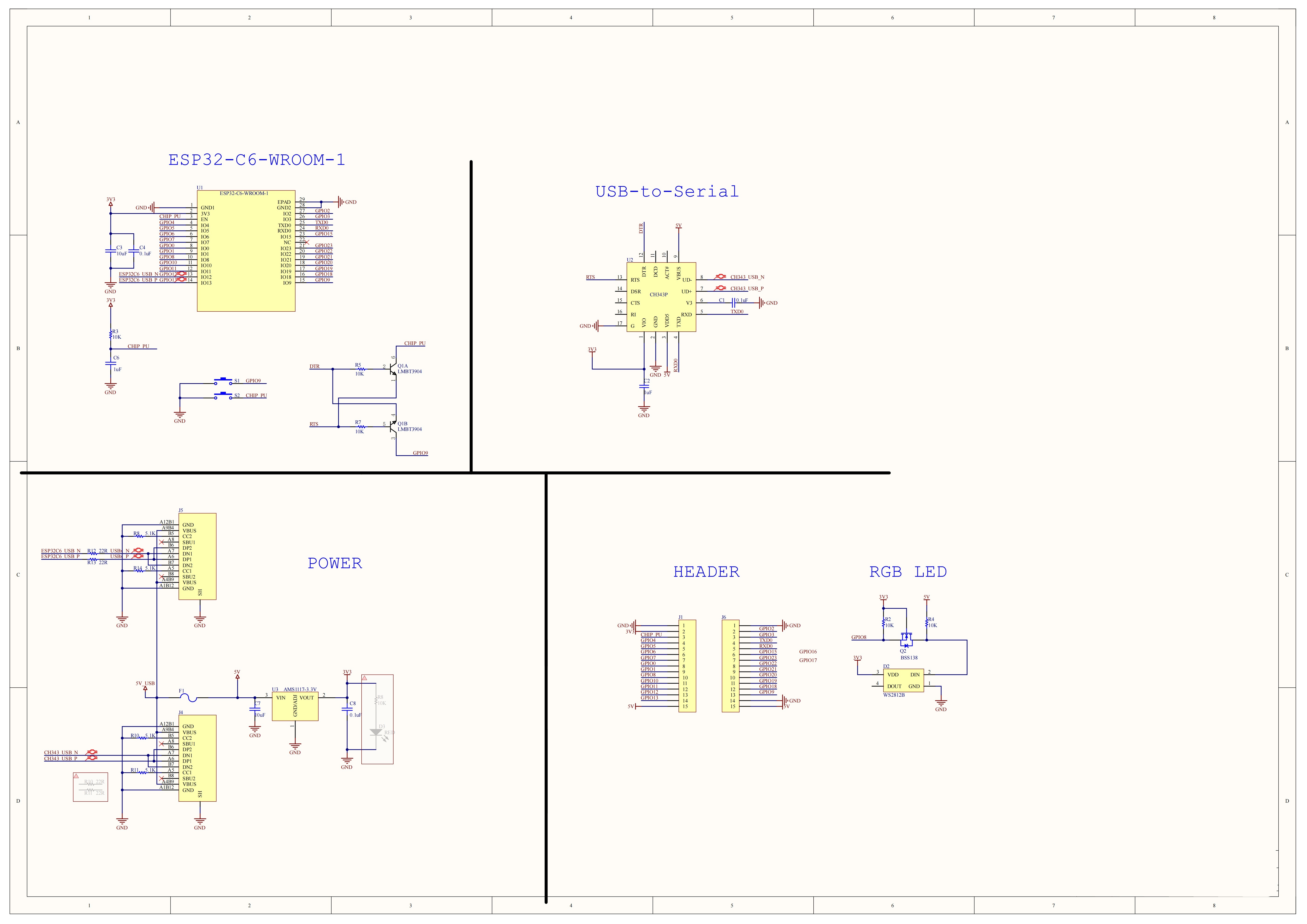 Esp32-c6 Devkitc-1-n4 Microcontroller Development Kit, Fiberglass Dual ...