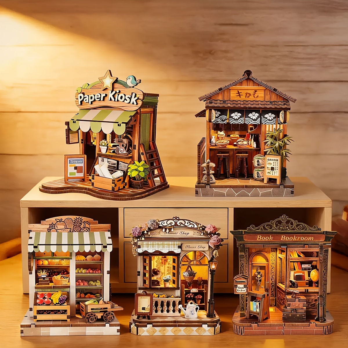 wooden building kits sold on Temu United States
