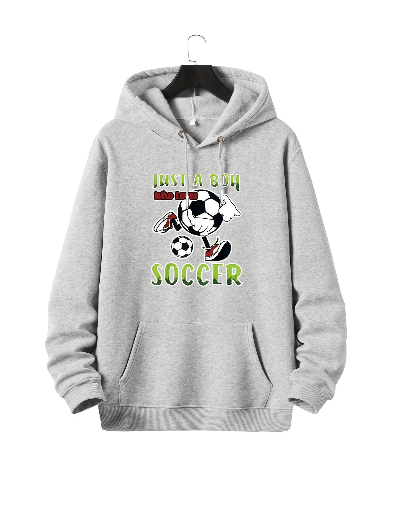Plus Size Men's Loose Soccer Graphic Print Hoodie Kangaroo - Temu