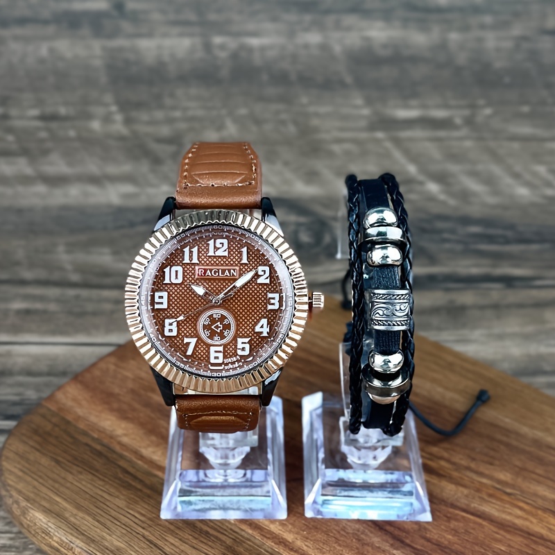 2pcs Versatile Casual Mens Quartz Watch Retro Fashion Arrow Wristwatch ...