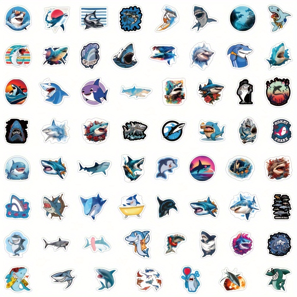 Shark Stickers Cute Cartoon Vinyl Decals Reusable Laptop - Temu