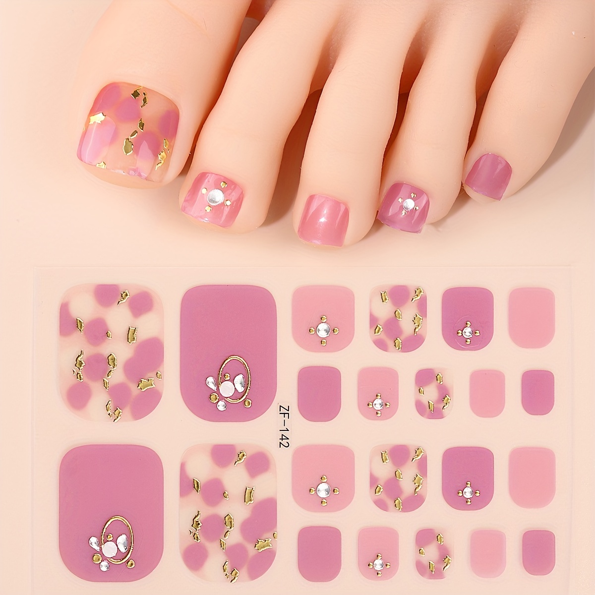 toenails nail polish stickers gem design full nail wraps - Temu Australia