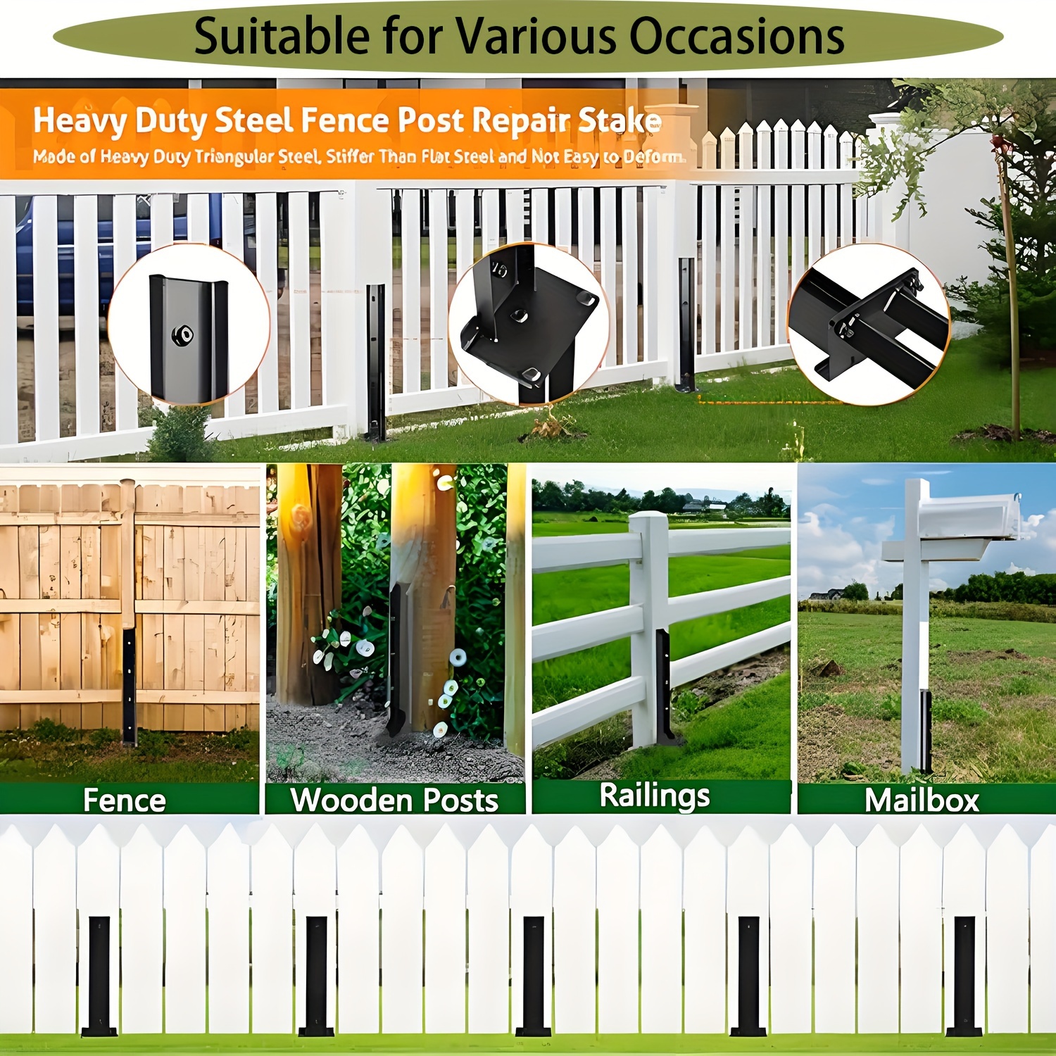 Metal Fence Post Repair Kit Heavy Duty Steel Fence Post - Temu Belgium