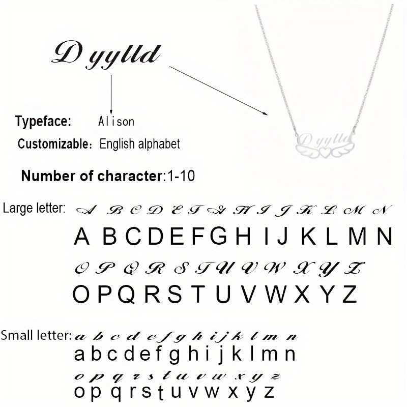 Personalized Ladies Name Stainless Steel Heart Wings Pendant - Temu ...