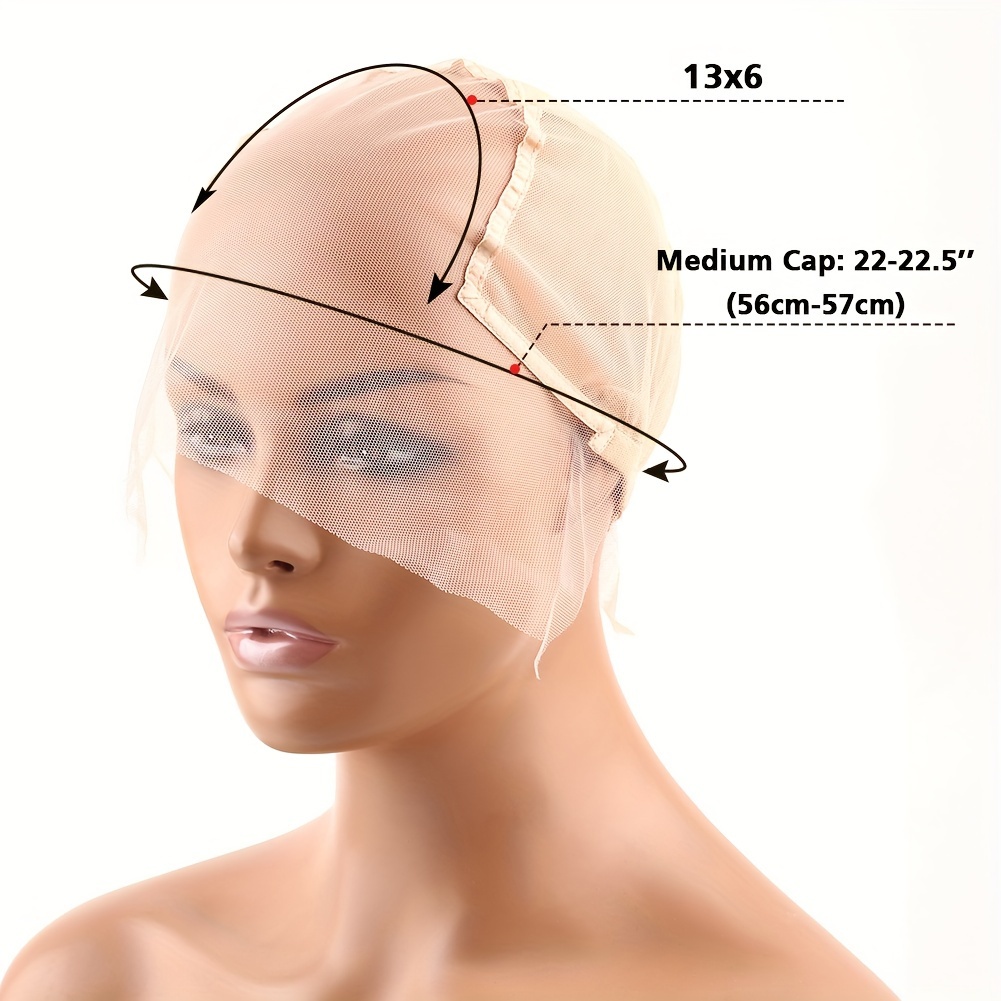 Breathable Lace Wig Cap with Adjustable Stretch Strap Transparent Lightweight for DIY Wigs Beige