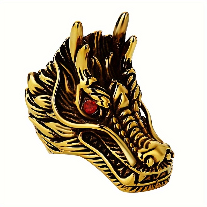 Dragon Head Ring Stainless Steel Men's Retro Animal Ring - Temu United ...