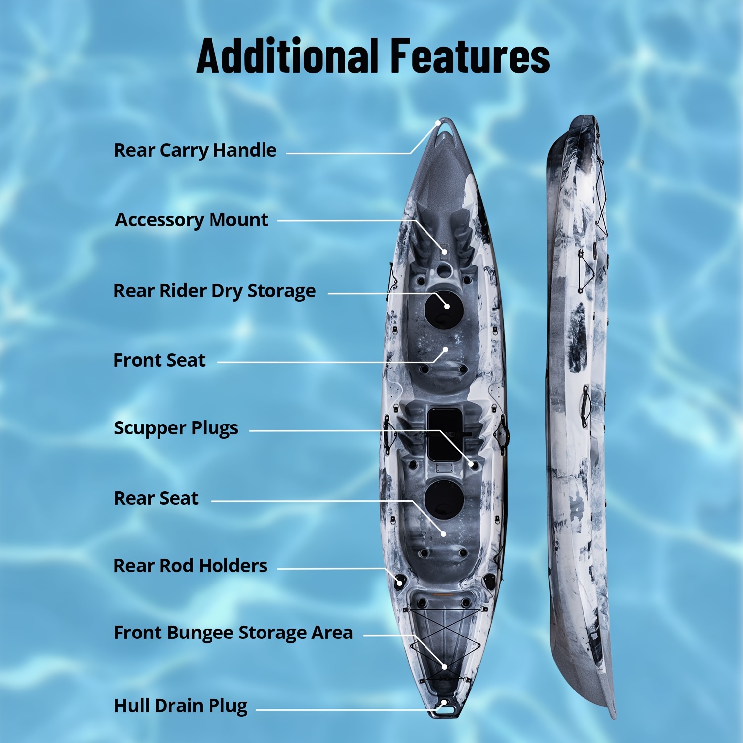 12.4ft Fishing Kayaks For 2 Person Adults With Paddle & Comfortable ...