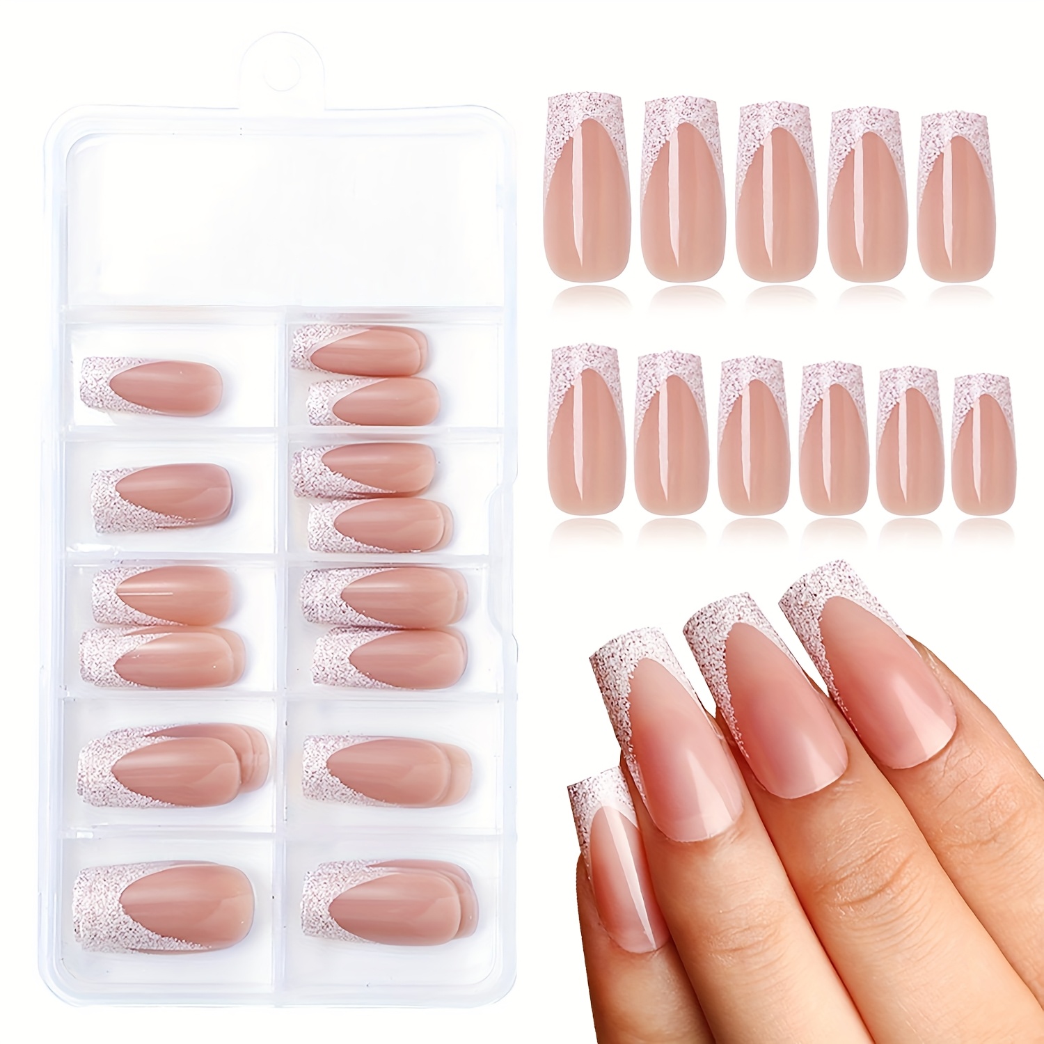 Akryl Negledesign Med Rosa Glitter Holographic Glitter Nails Sequins,