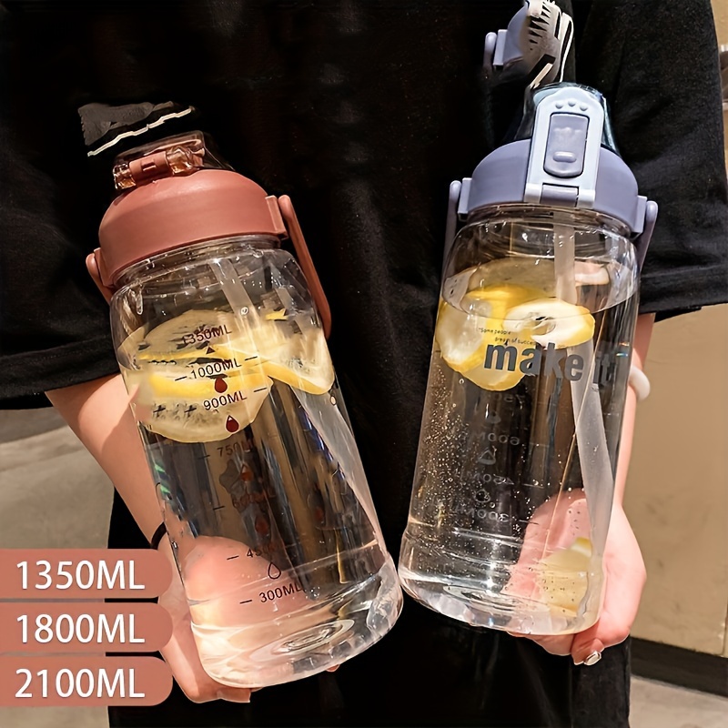 Large Capacity Water Bottle Portable Sports Water Cup Straw - Temu Canada